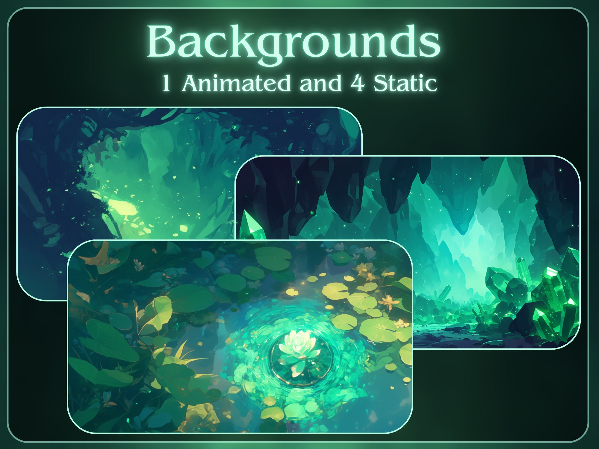 Emerald Jade Stream Overlay Bundle for Twitch | Cute Twitch Pack | OBS ...