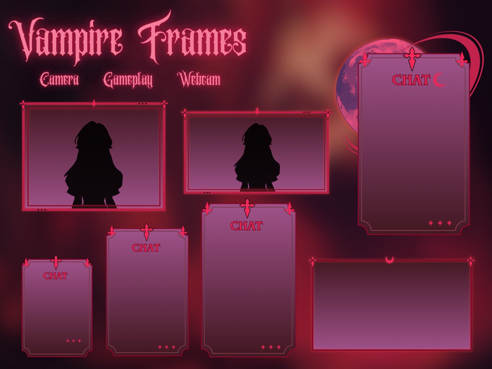 Royal Vampire Stream Overlay Bundle for Twitch | Cute Twitch Pack | OBS ...