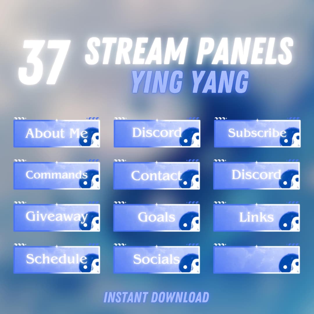 37 Blue Ying Yang Panels | for Twitch | OBS | Vtuber Panels | Clean ...