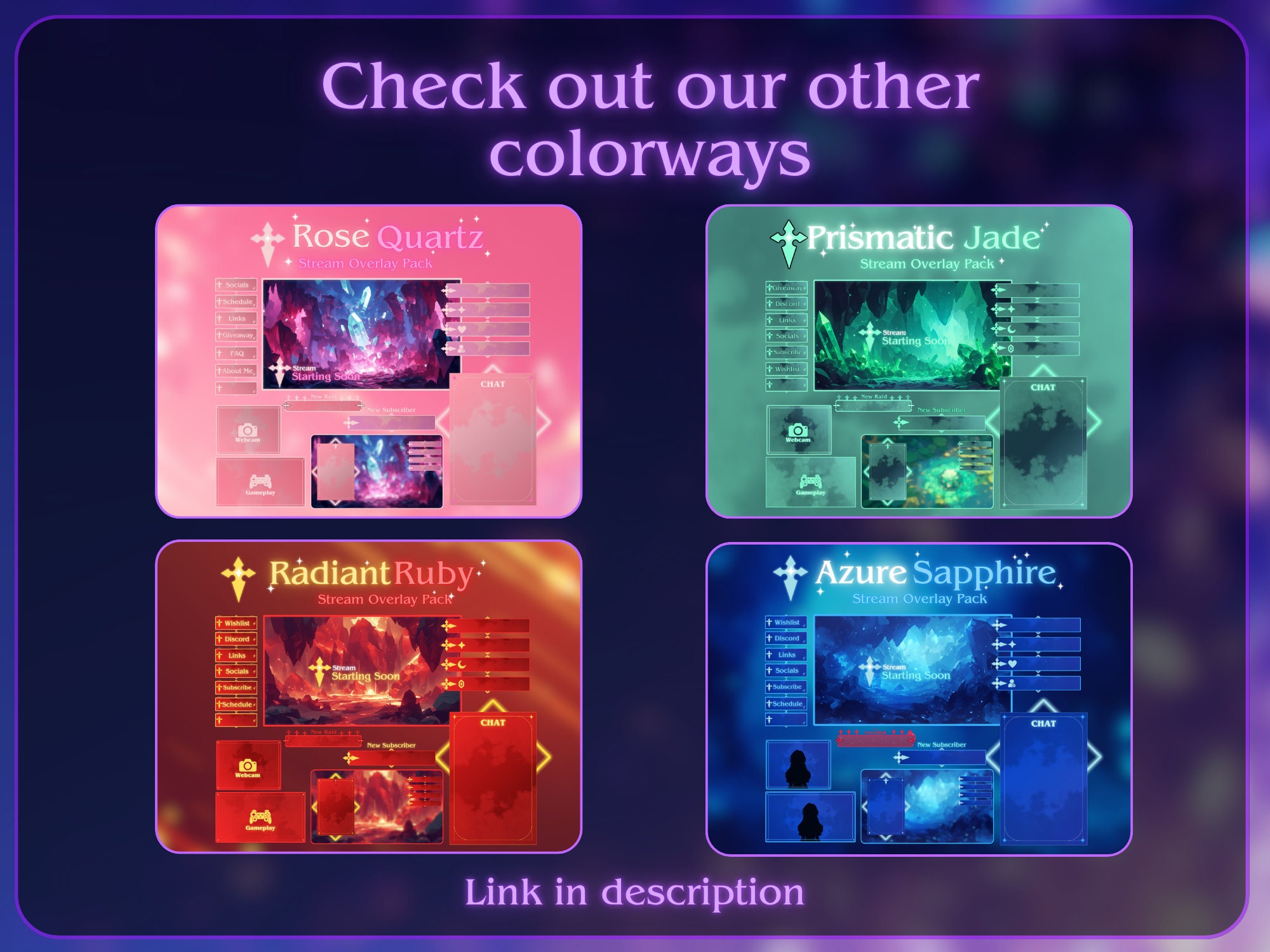 Mystic Amethyst Stream Overlay Bundle for Twitch | Cute Twitch Pack ...