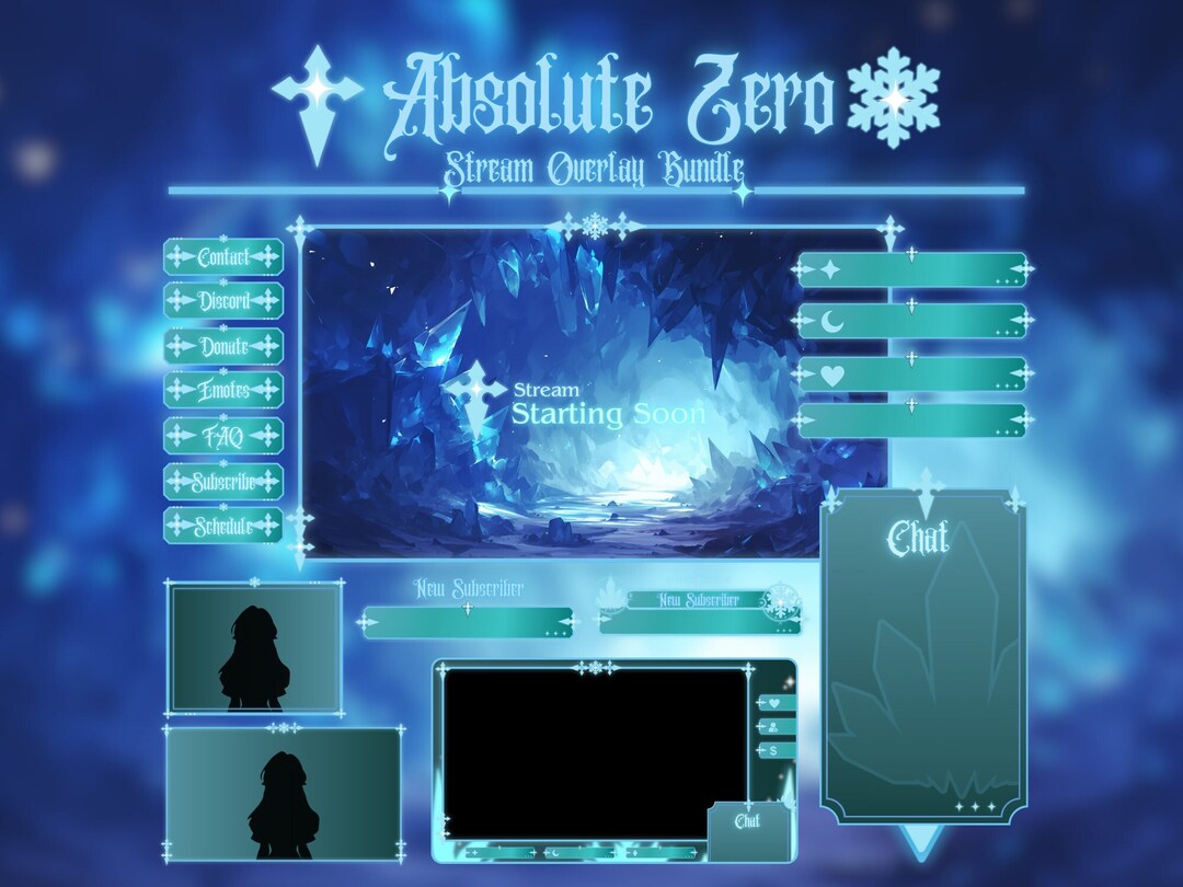 Ice Crystal Stream Overlay Package for Twitch | Cute Twitch Pack | OBS ...
