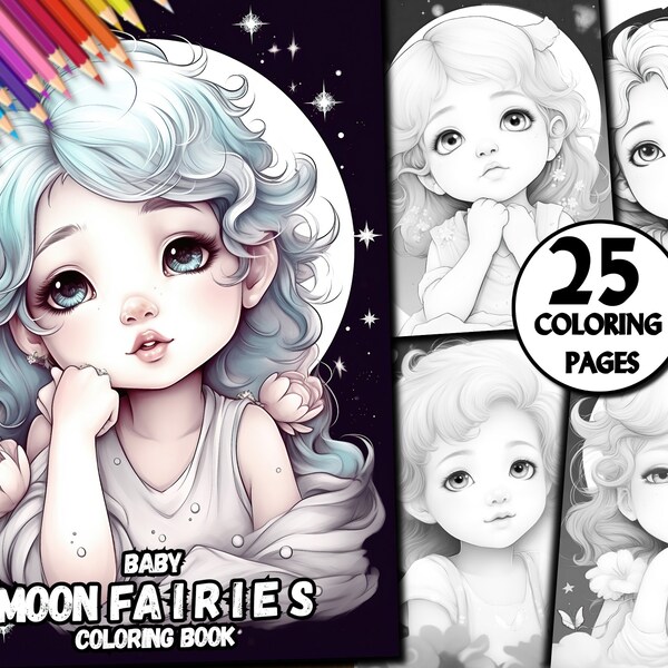 Moon Fairies Coloring Page - Etsy