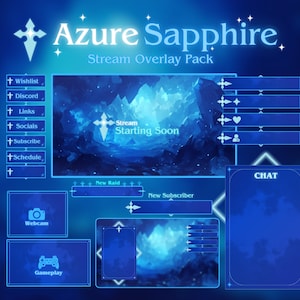 Azure Sapphire Stream Overlay Bundle for Twitch | Cute Twitch Pack ...