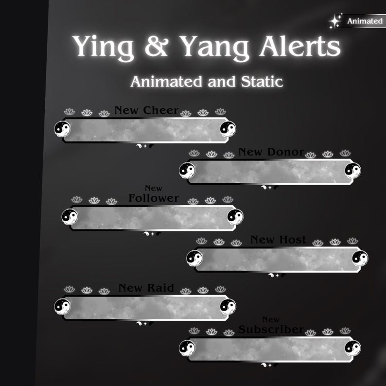 Ying and Yang Stream Overlay Bundle for Twitch | Cute Twitch Pack | OBS ...