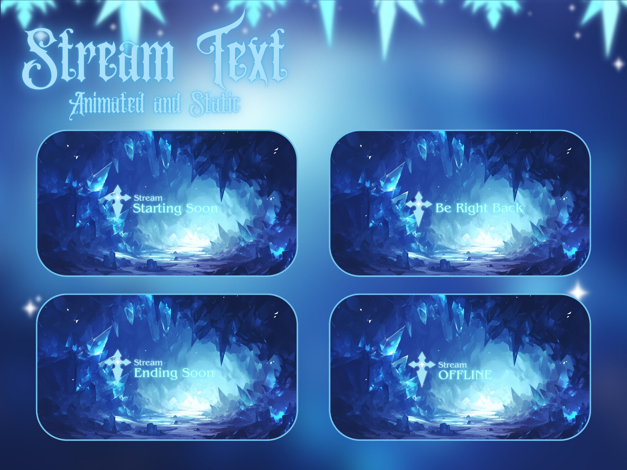 Ice Crystal Stream Overlay Package for Twitch | Cute Twitch Pack | OBS ...
