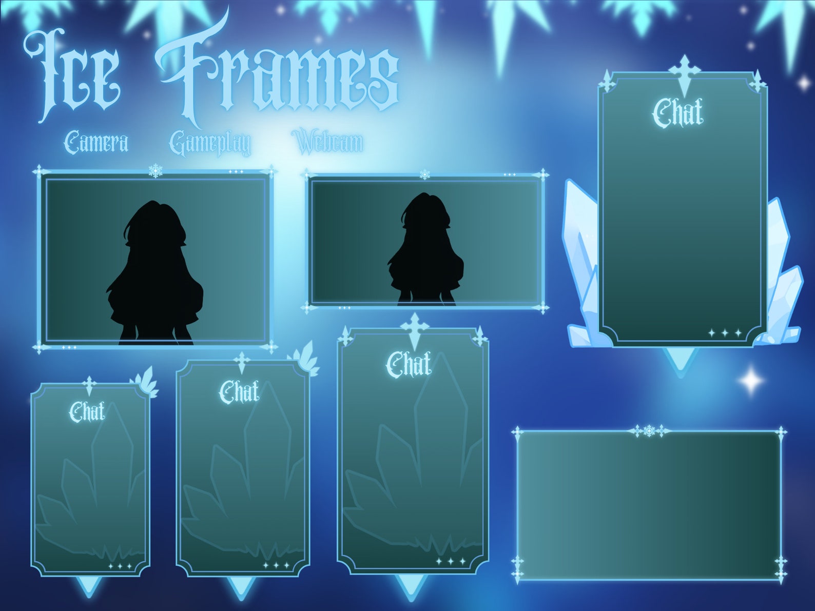 Ice Crystal Stream Overlay Package for Twitch | Cute Twitch Pack | OBS ...