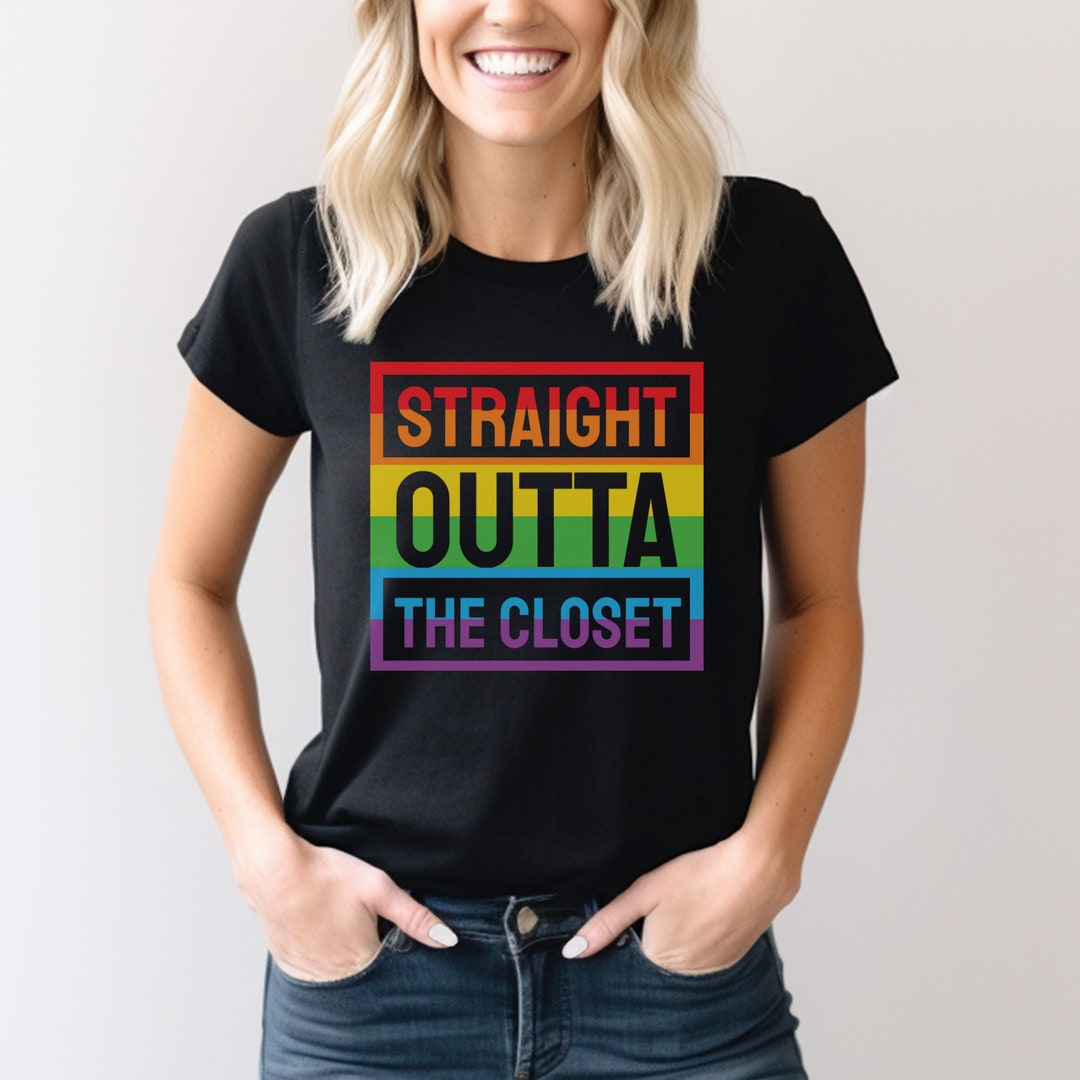 Straigh Outta The Closet Lgbtq Pride Uni Sex T Shirt Etsy