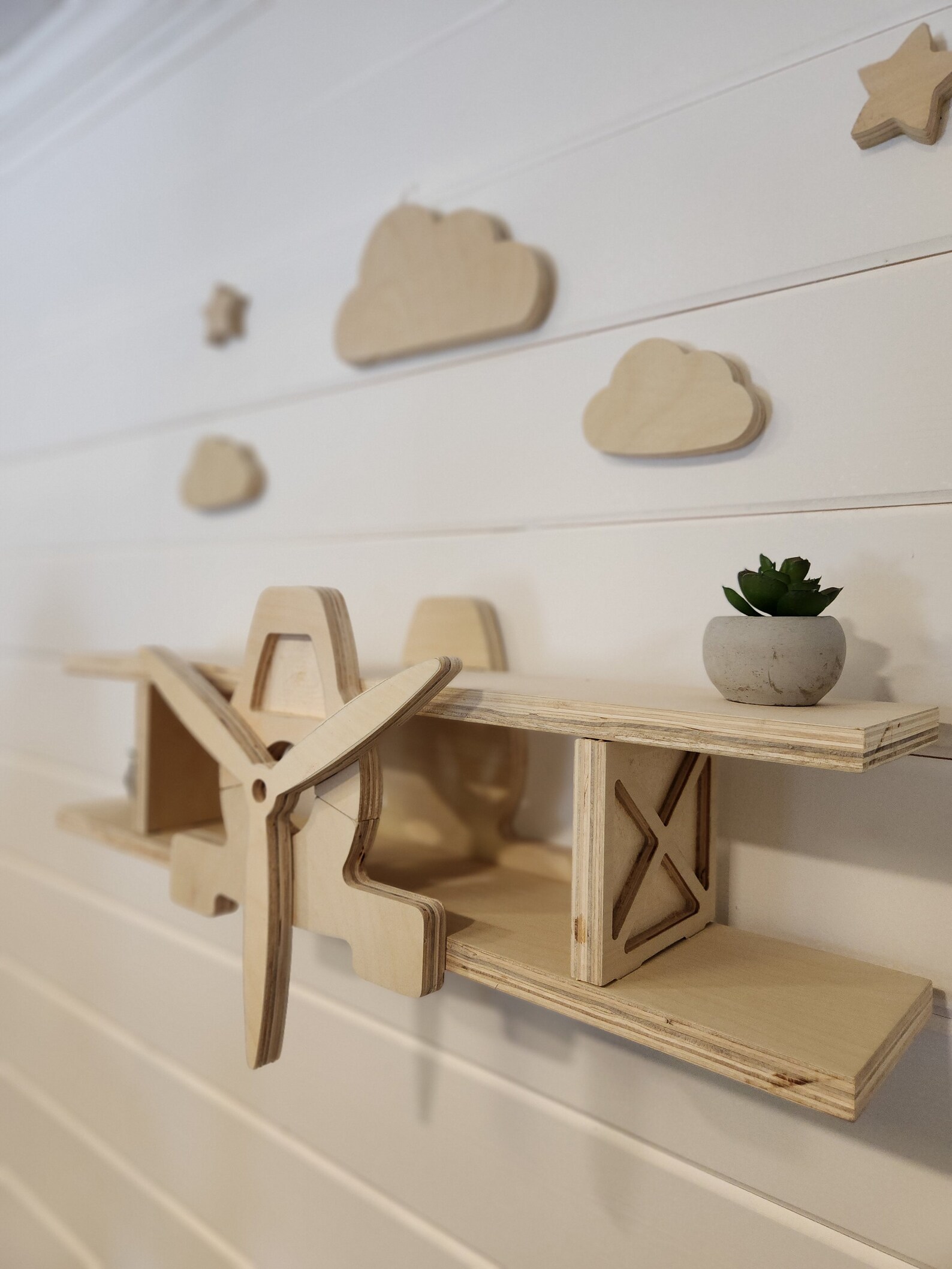 Wooden Airplane Shelf, Picture Shelf, Toy Shelf Bookshelf Plywood. Baby ...