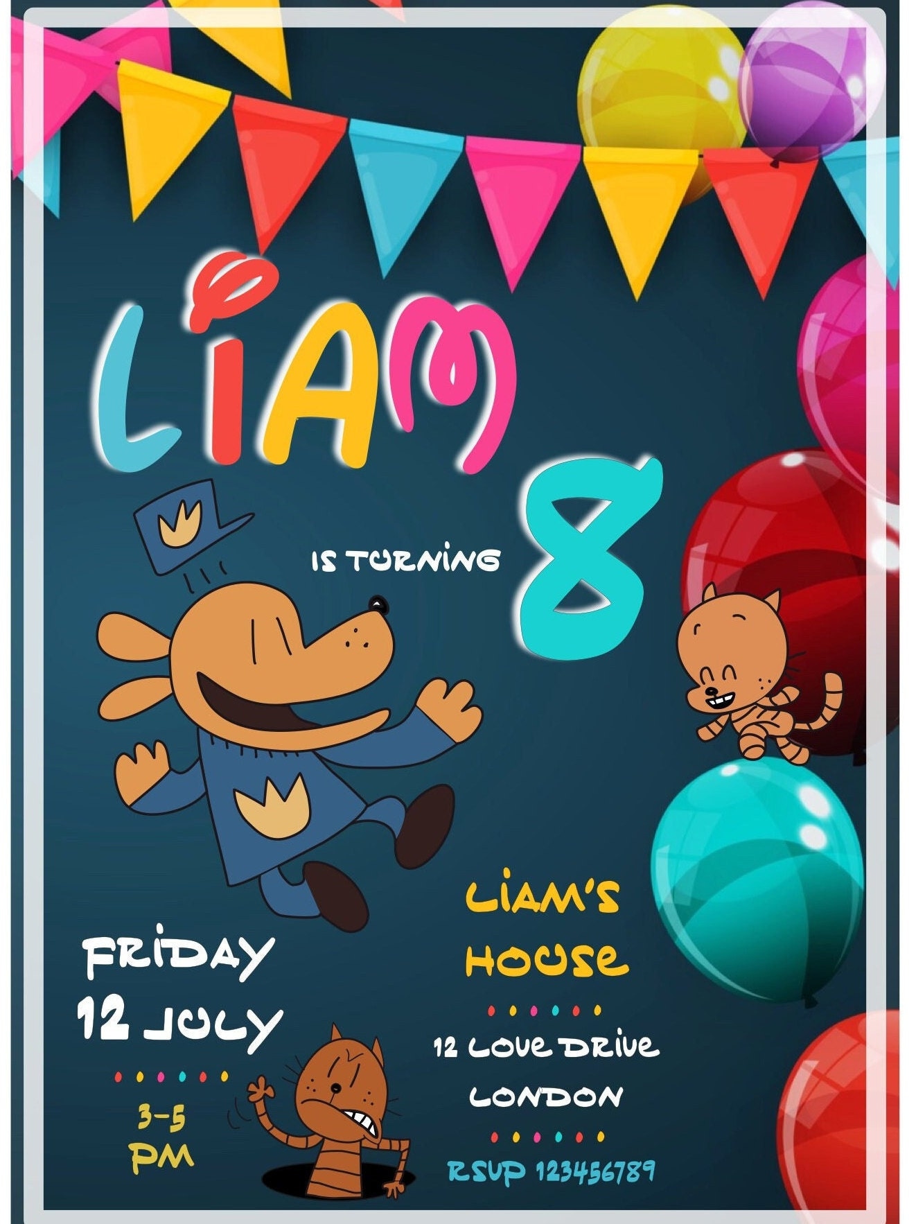 Dog Man Birthday Invitation Personalised - Etsy