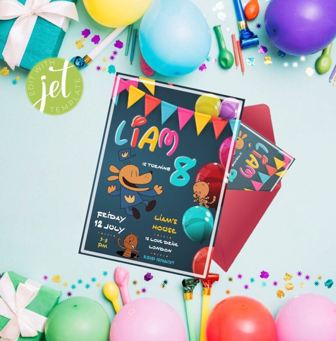 Dog Man Birthday Invitation Personalised - Etsy