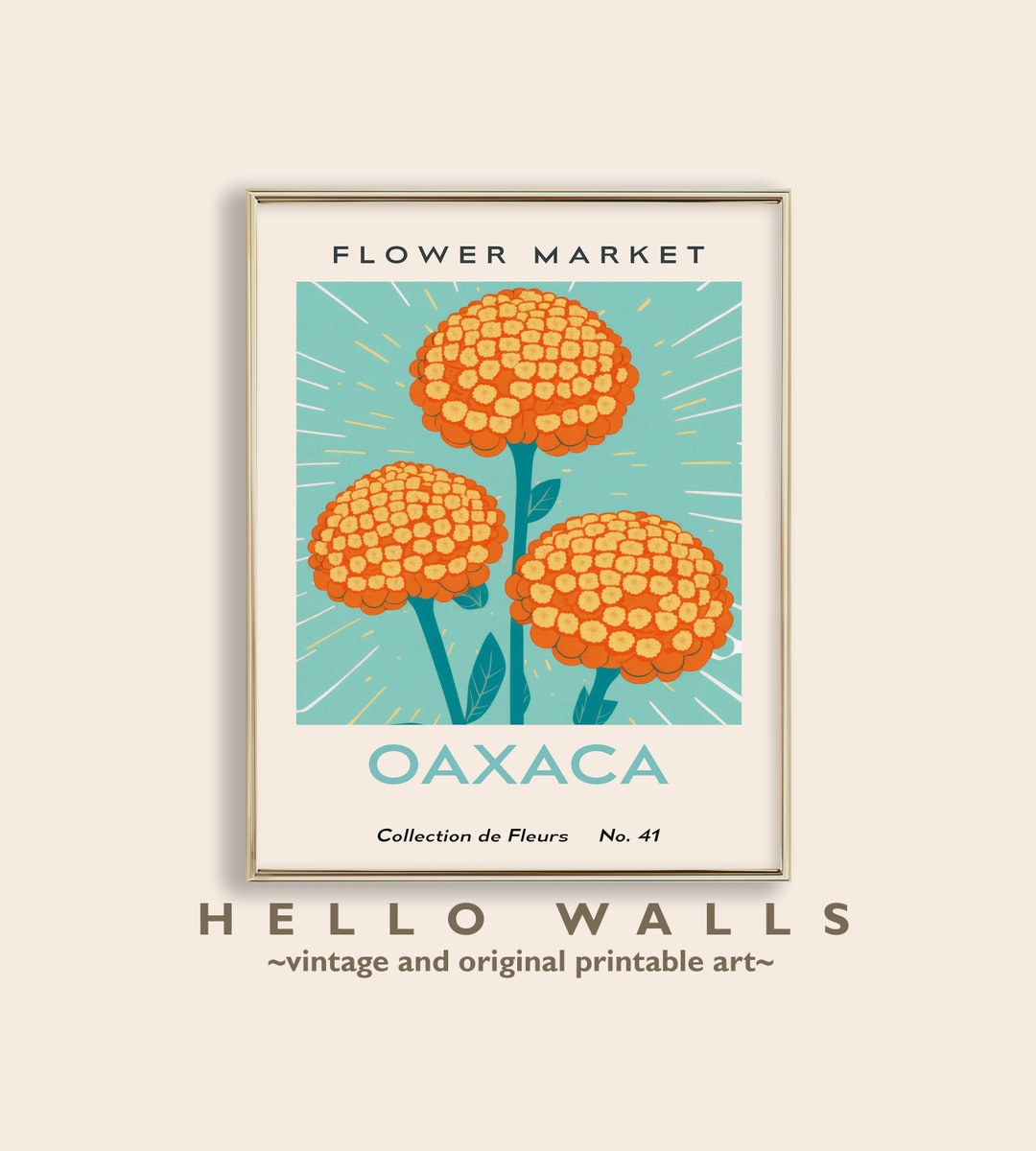 Flower Market Print Oaxaca Flower Market Poster Mexico Wall Art ...