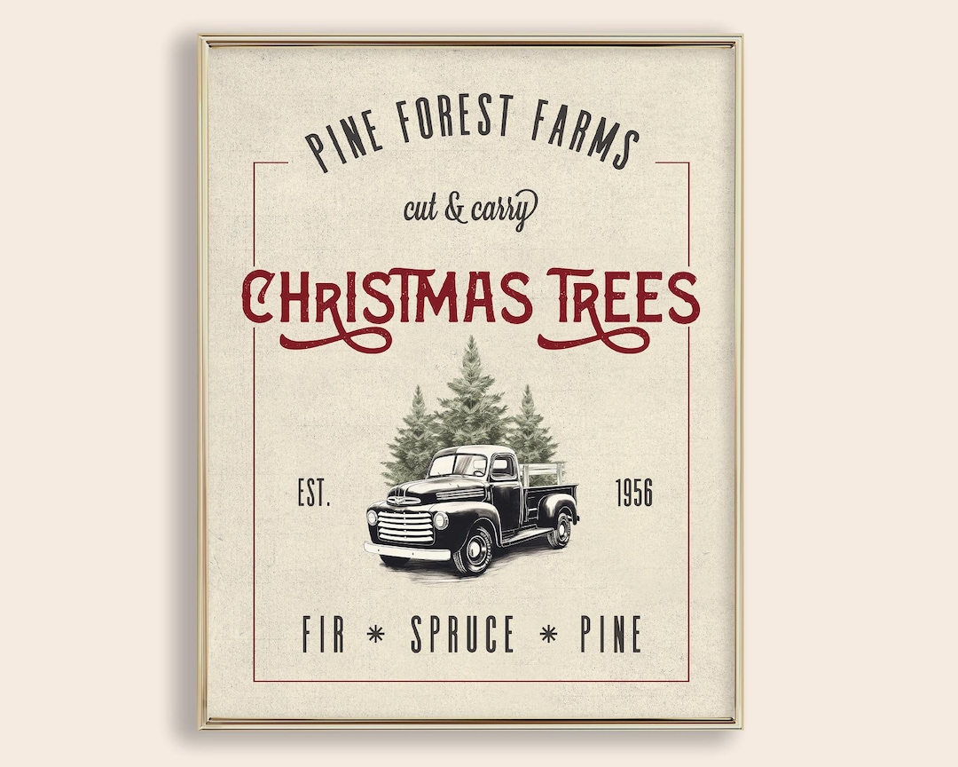 Vintage Christmas Tree Farm Sign | Christmas Wall Art | Farm Truck Art ...
