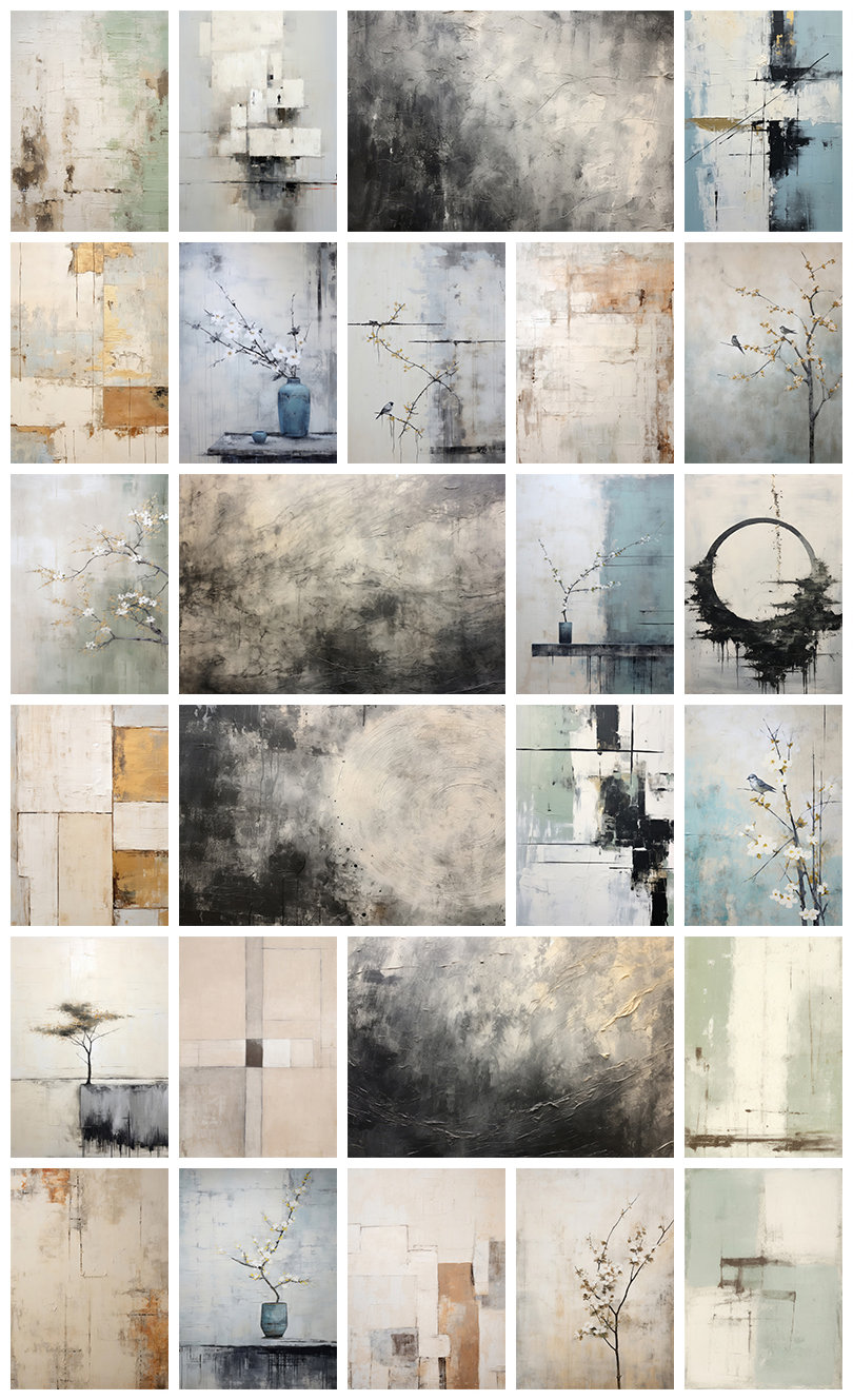 Japandi Wall Art SET of 30 Wabi Sabi Wall Art Prints Abstract Wall Art ...