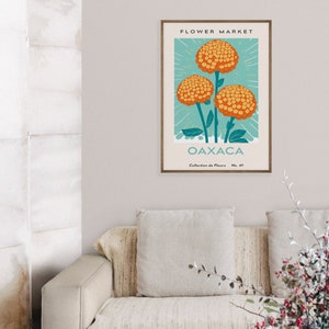 Flower Market Print Oaxaca Flower Market Poster Mexico Wall Art ...