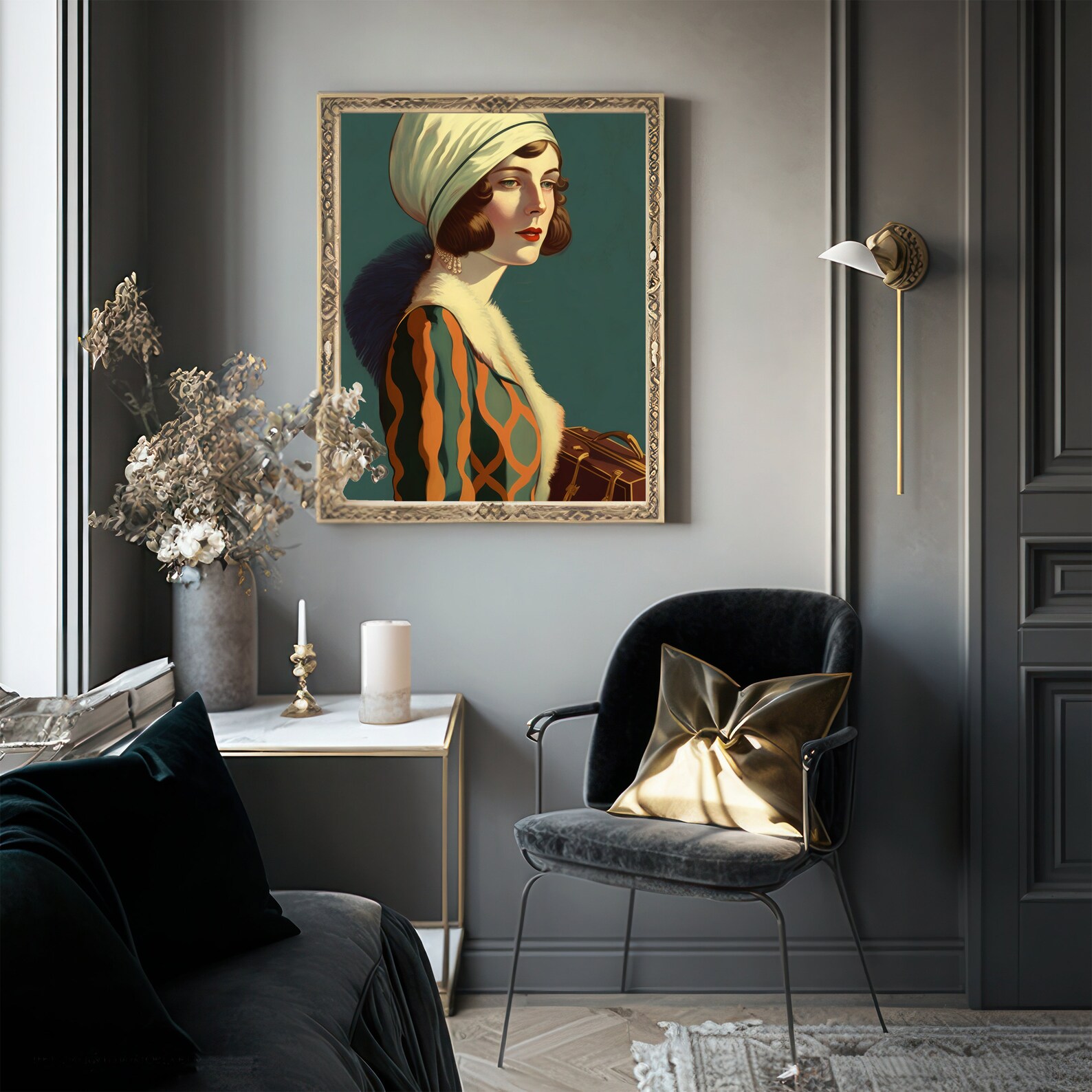 PRINTABLE Art Deco 1920s Wall Art High Res Original Art Flapper Woman ...