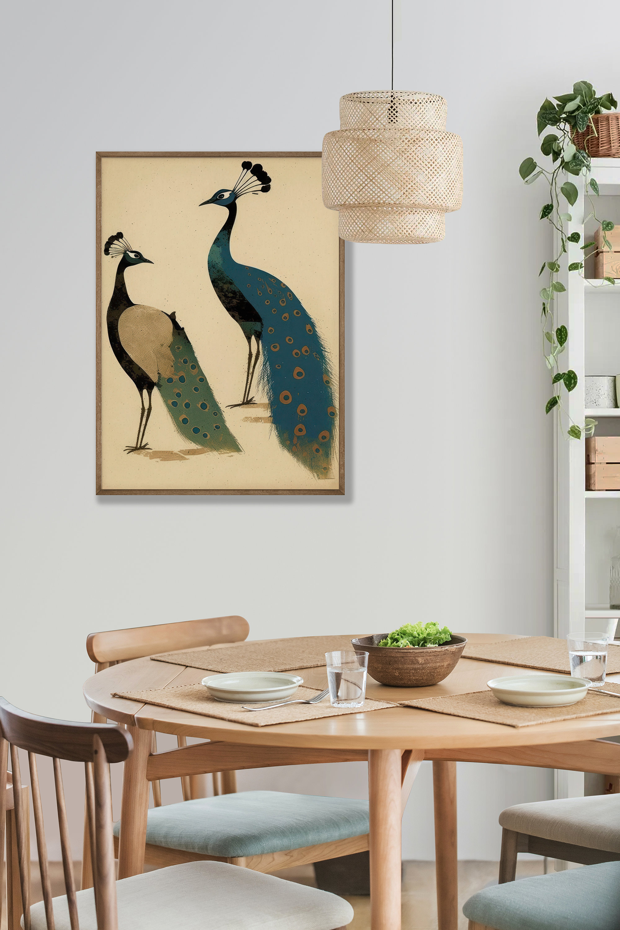 Peacocks Art Deco Print Birds Wall Art Nouveau Wall Decor Birds Wall ...