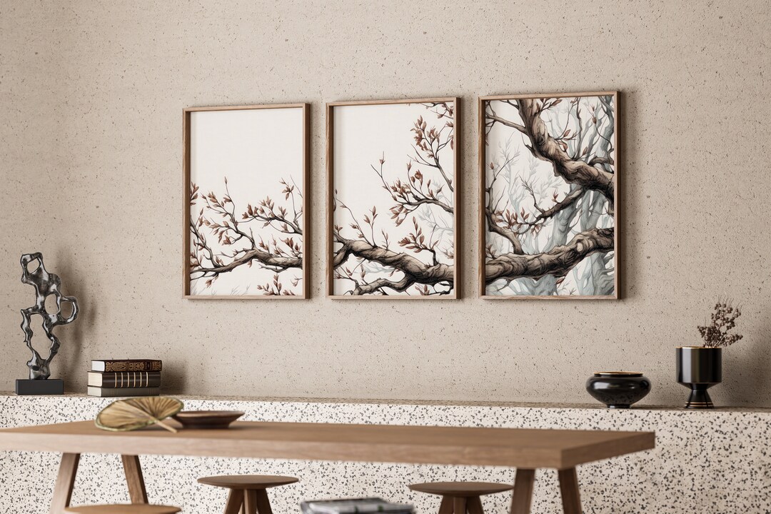 Botanical Triptych Wall Art Prints, Fall Trees Set (digital Download ...