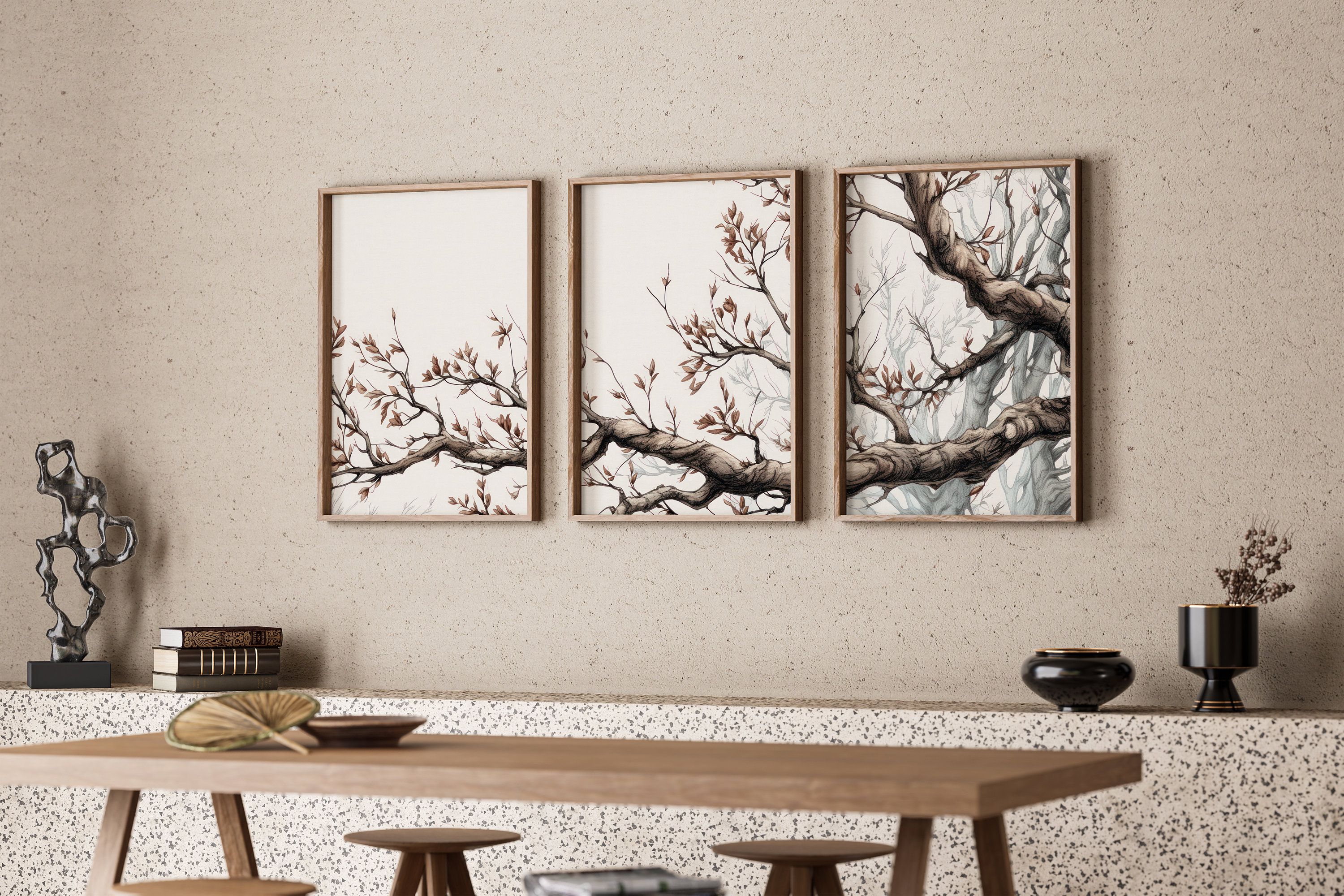 Triptych Wall Art Prints 3 Panel Wall Art Set Trees Minimalist Wall Art ...