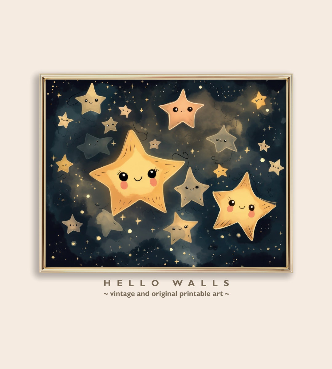 Kawaii Art Print Kids Room Decor Celestial Wall Art Kawaii Room Decor ...