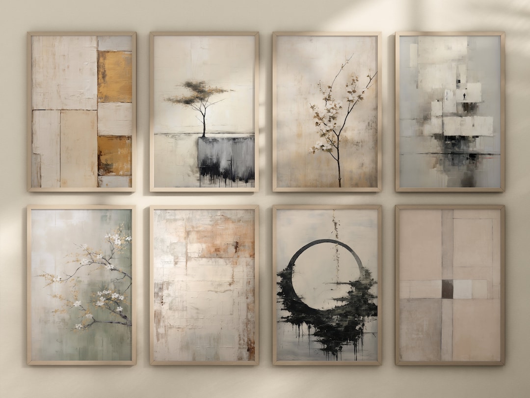 Wabi Sabi Wall Art Gallery SET of 8 Wabi Sabi Abstract Art Designs Japandi Wall Art Minimalist ...