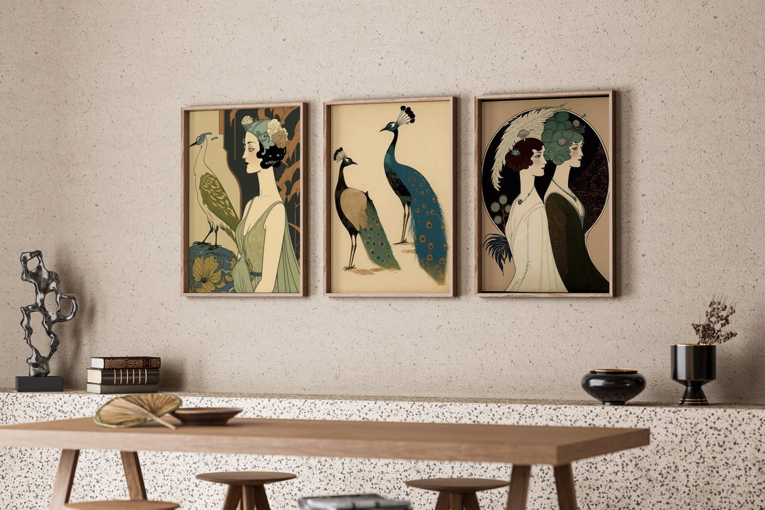 Art Nouveau 3 Piece Gallery Set DIGITAL DOWNLOAD 1920s Wall Art ...