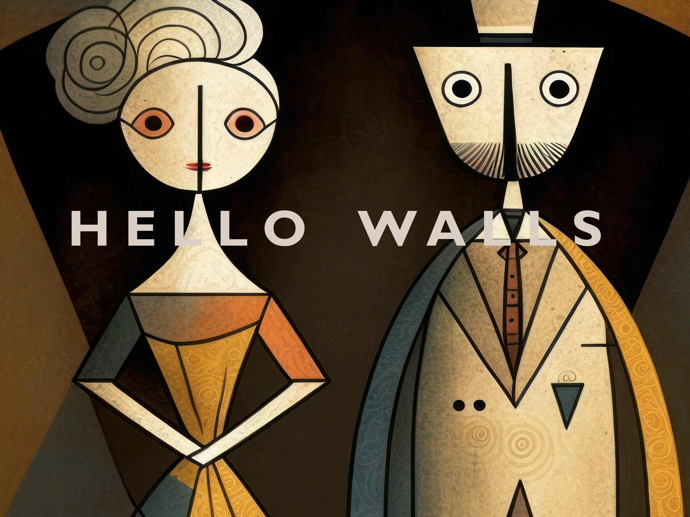 Abstract Wall Art Cubist Couple Whimsigoth Art Deco Print Cubism Wall ...