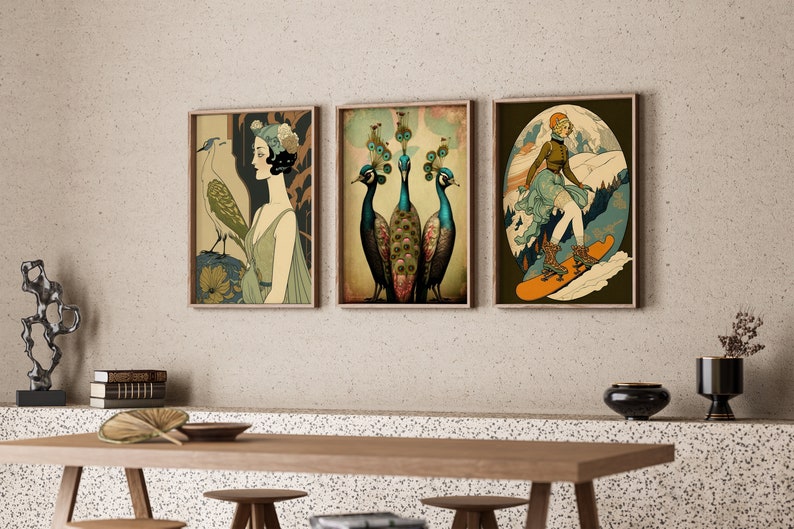 1920s Art Deco Wall Art SET of 3 Art Nouveau Prints Gallery Wall Prints ...