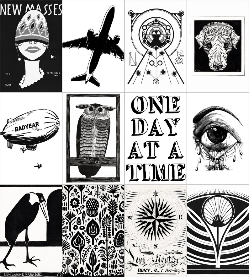 142 PCS Black and White WALL COLLAGE Kit Gray Aesthetic Photo Prints ...