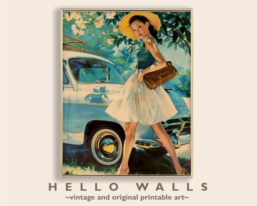 Retro 1950s Wall Art Asian Woman Art Print 1960s Style Poster Mid ...