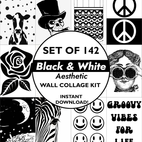 Wall Collage Kit Black and White - Etsy