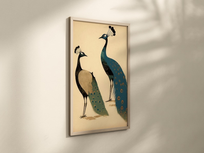 Peacocks Art Deco Print Birds Wall Art Nouveau Wall Decor Birds Wall ...