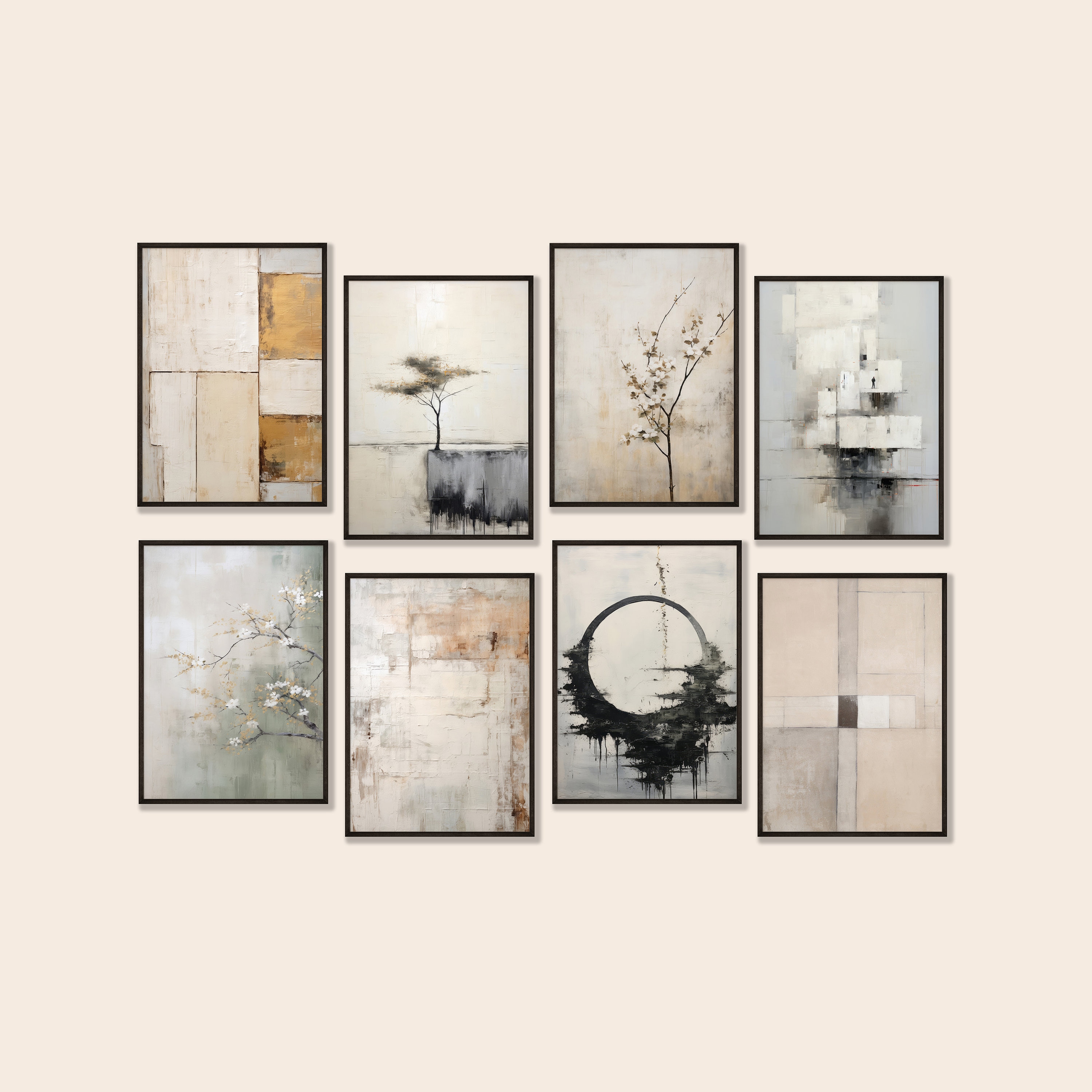 Wabi Sabi Wall Art Gallery SET of 8 Wabi Sabi Abstract Art - Etsy