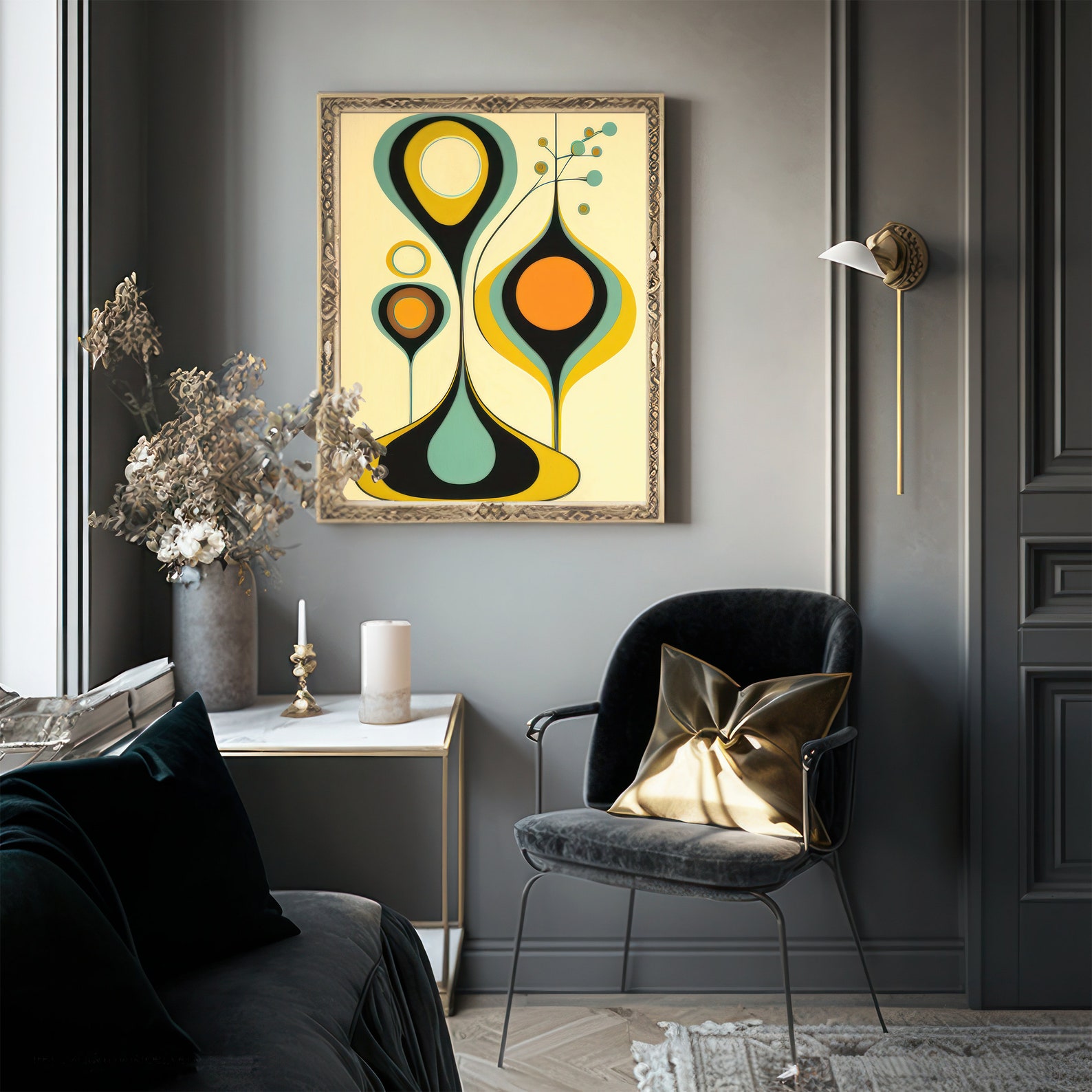 Mid Century Wall Art Abstract Print Geometric Art Original Midmod Wall ...