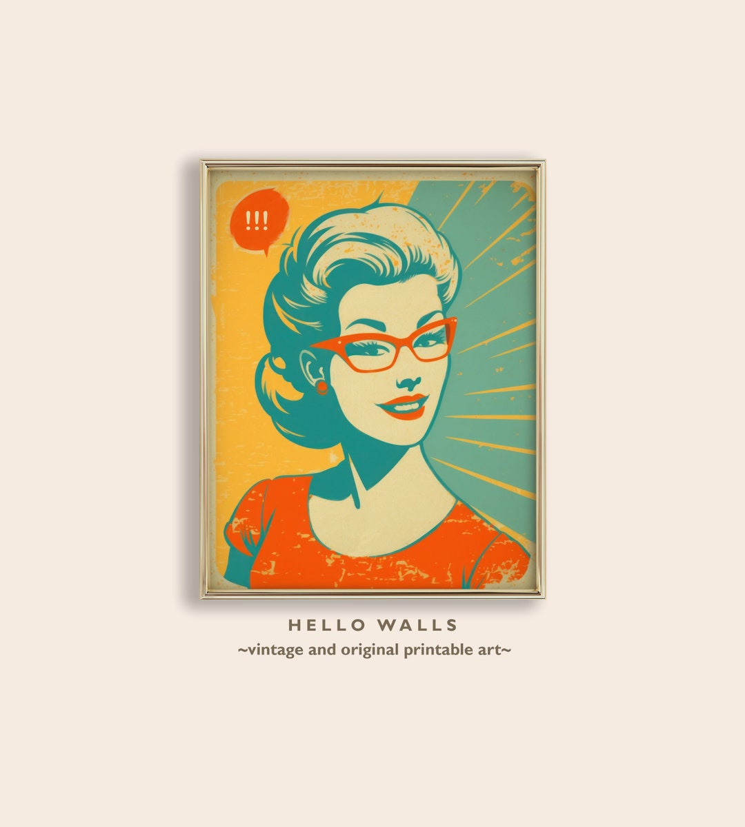 Pop Art Poster Mid Century Wall Art Print 1960s Retro Poster Pop Art ...