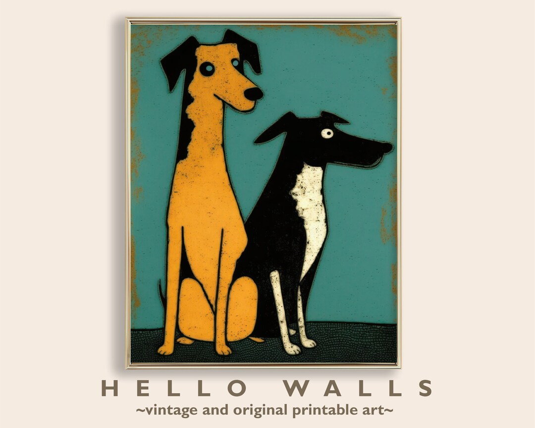 Cute Dogs PRINTABLE Digital Wall Art Original Colorful Art Whimsical ...