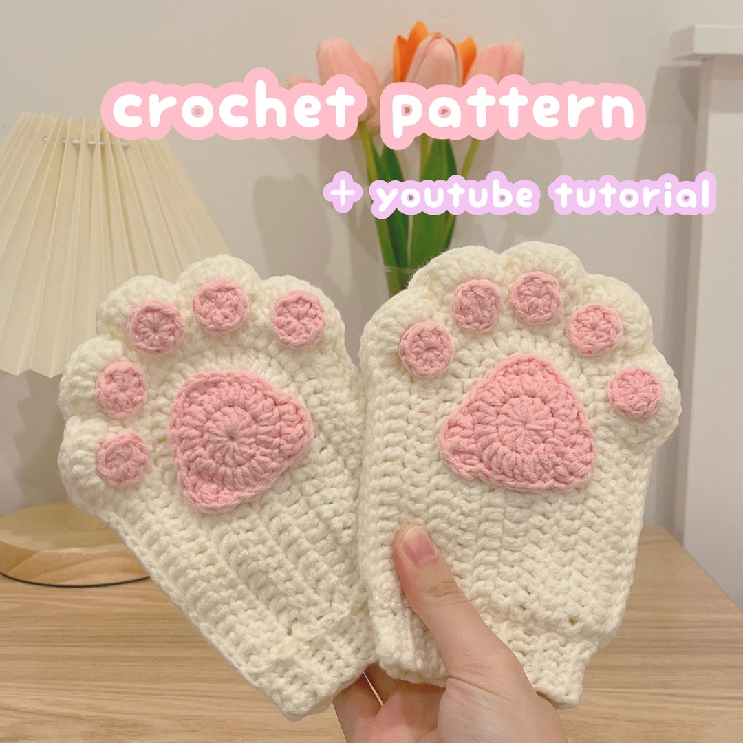 PDF Crochet Cat Paw Fingerless Gloves, Beginner-friendly Crochet ...