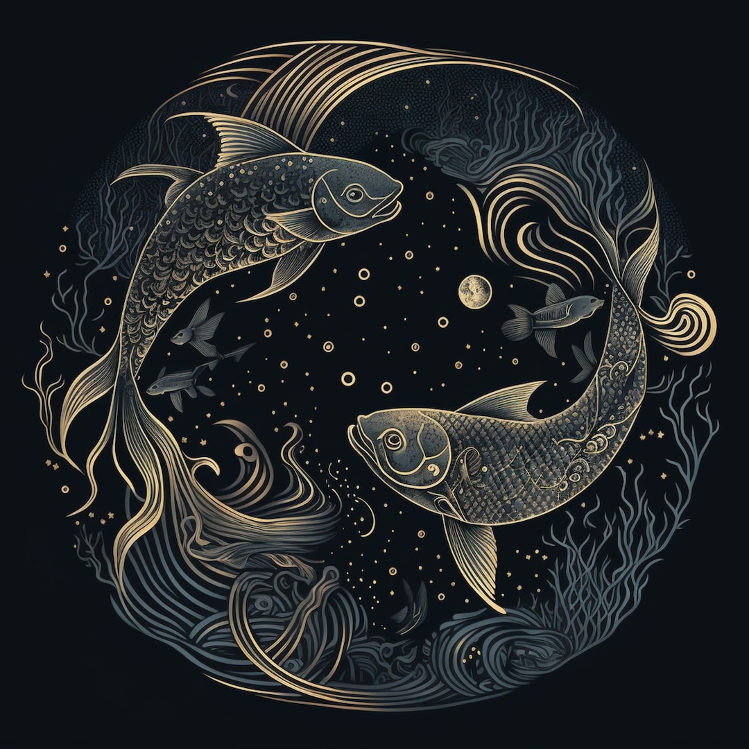 Pisces Astrological Sign, Astrology, Stars, Fish, Digital Print - Etsy