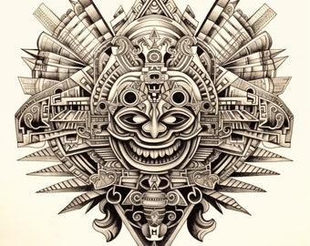 Aztec Design 1, Maya Imagery, Tattoo Idea, Tribal, Digital Print ...