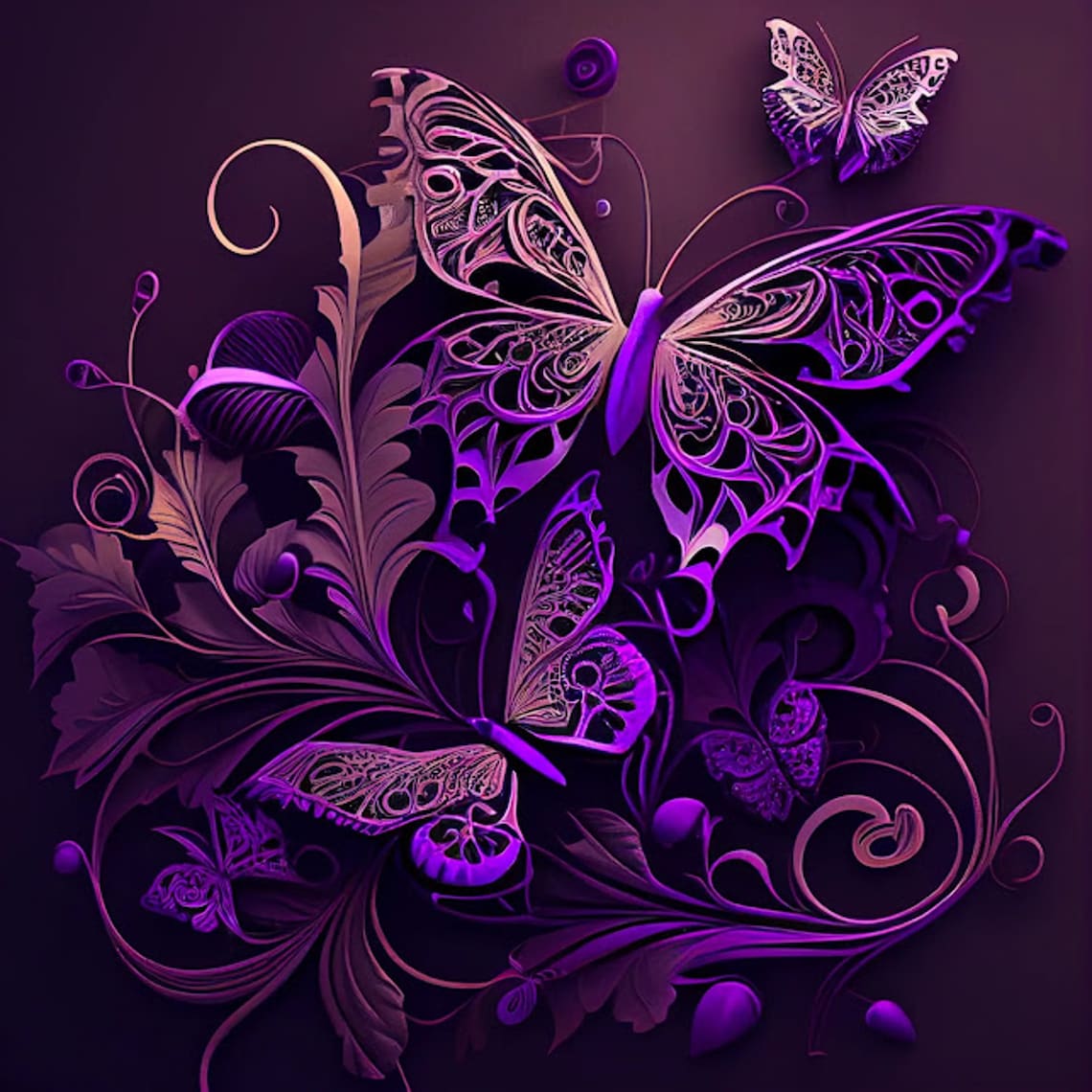 Purple Butterfly, Wall Art, Digital Art Design, Kids Nursery Decor - Etsy