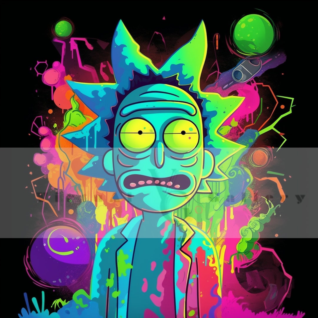 Trippy Neon Rick - Etsy