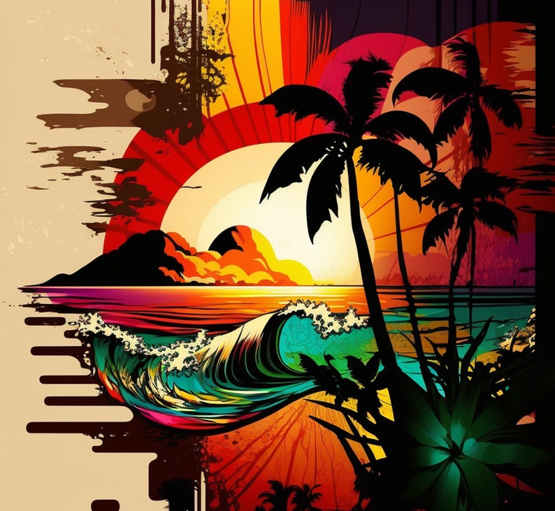 Tropical Island Abstract, Hawaii Painting, Digital Print, Wall Decor - Etsy