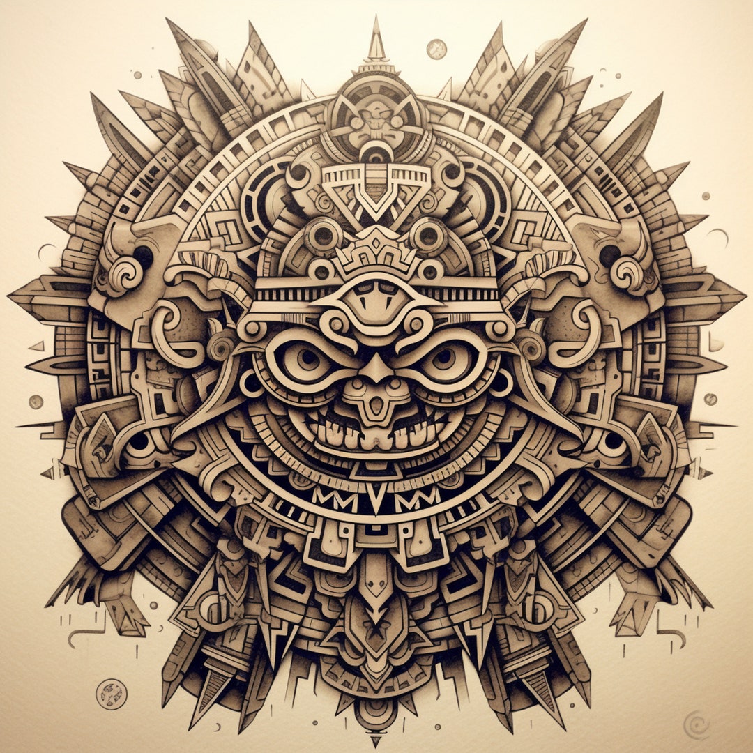 Aztec Design 1, Maya Imagery, Tattoo Idea, Tribal, Digital Print ...