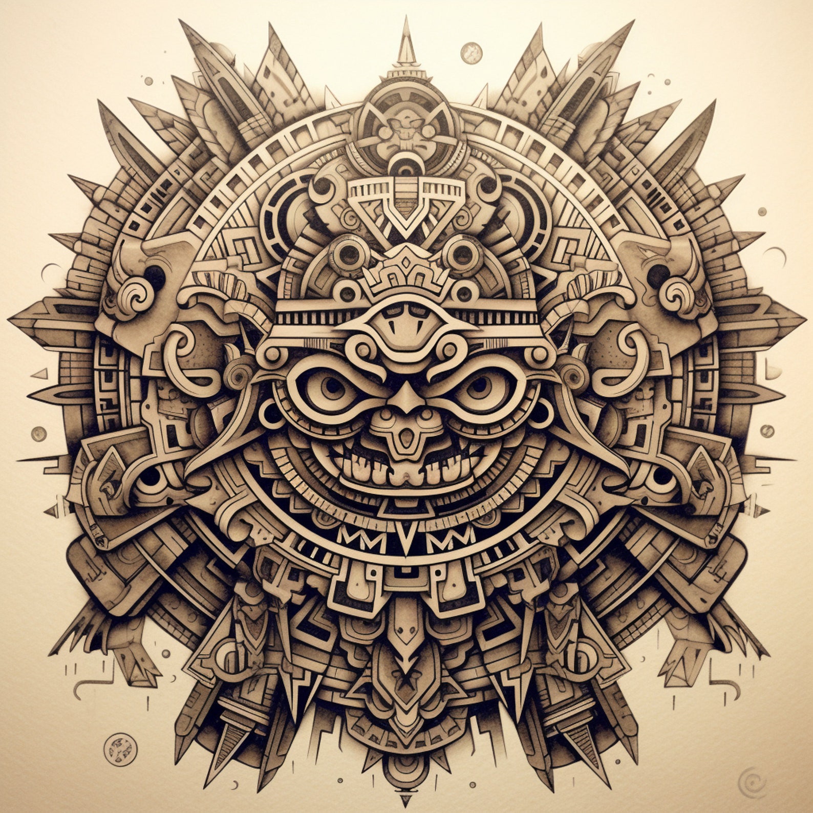 Aztec Design 1, Maya Imagery, Tattoo Idea, Tribal, Digital Print ...