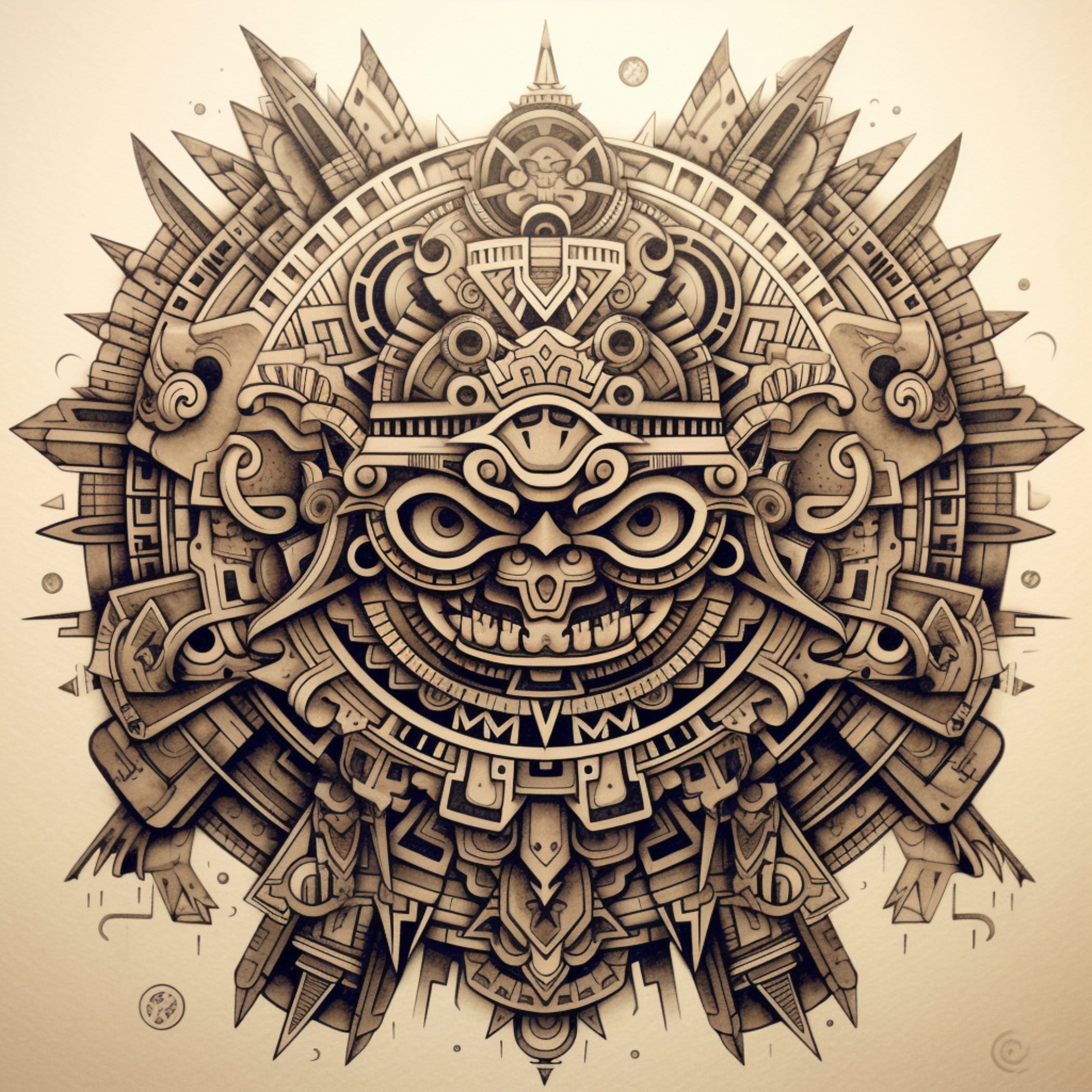 Aztec Design 1, Maya Imagery, Tattoo Idea, Tribal, Digital Print ...