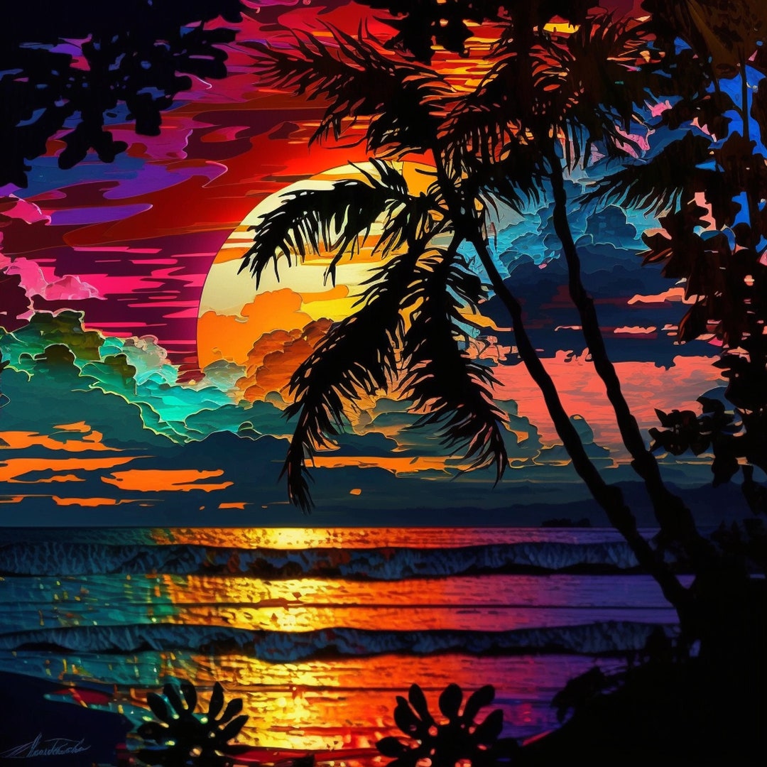 Tropical Abstract, Island Paradise Printable, Digital Art, Hawaii ...