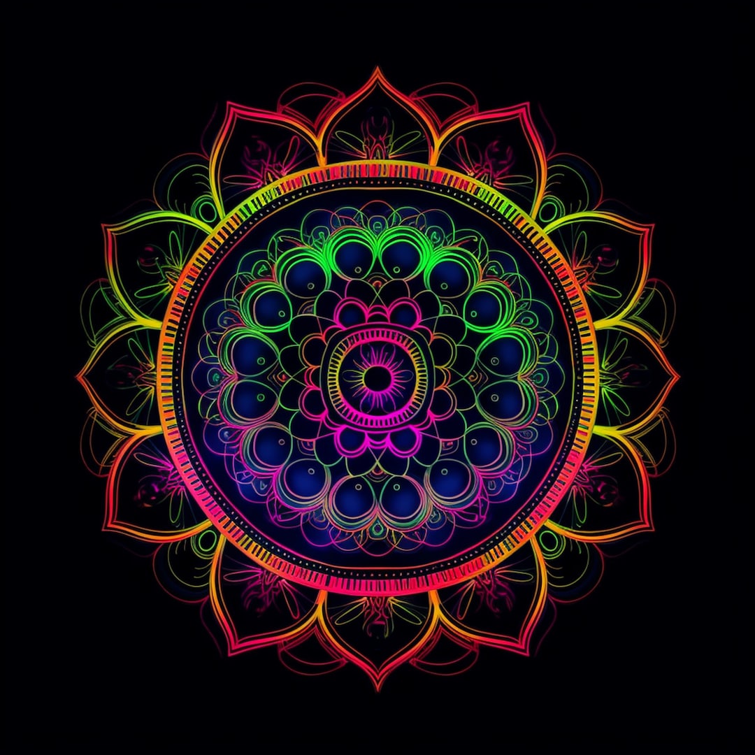 Neon Mandala 2, Digital Wall Art, Digital Print, Home Decor - Etsy