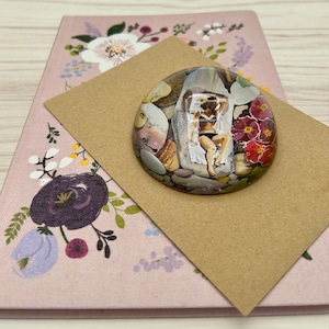 Stunning Large Crystal Glass Paperweight Decoupaged With Modern ...