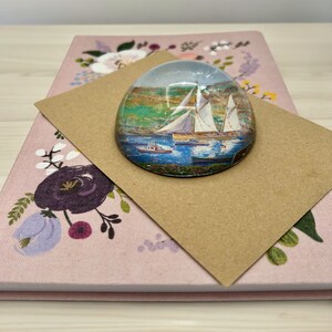 Stunning Large Crystal Glass Paperweight Decoupaged With Modern ...