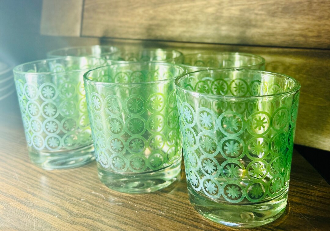 MCM Green Cups Glass - Etsy