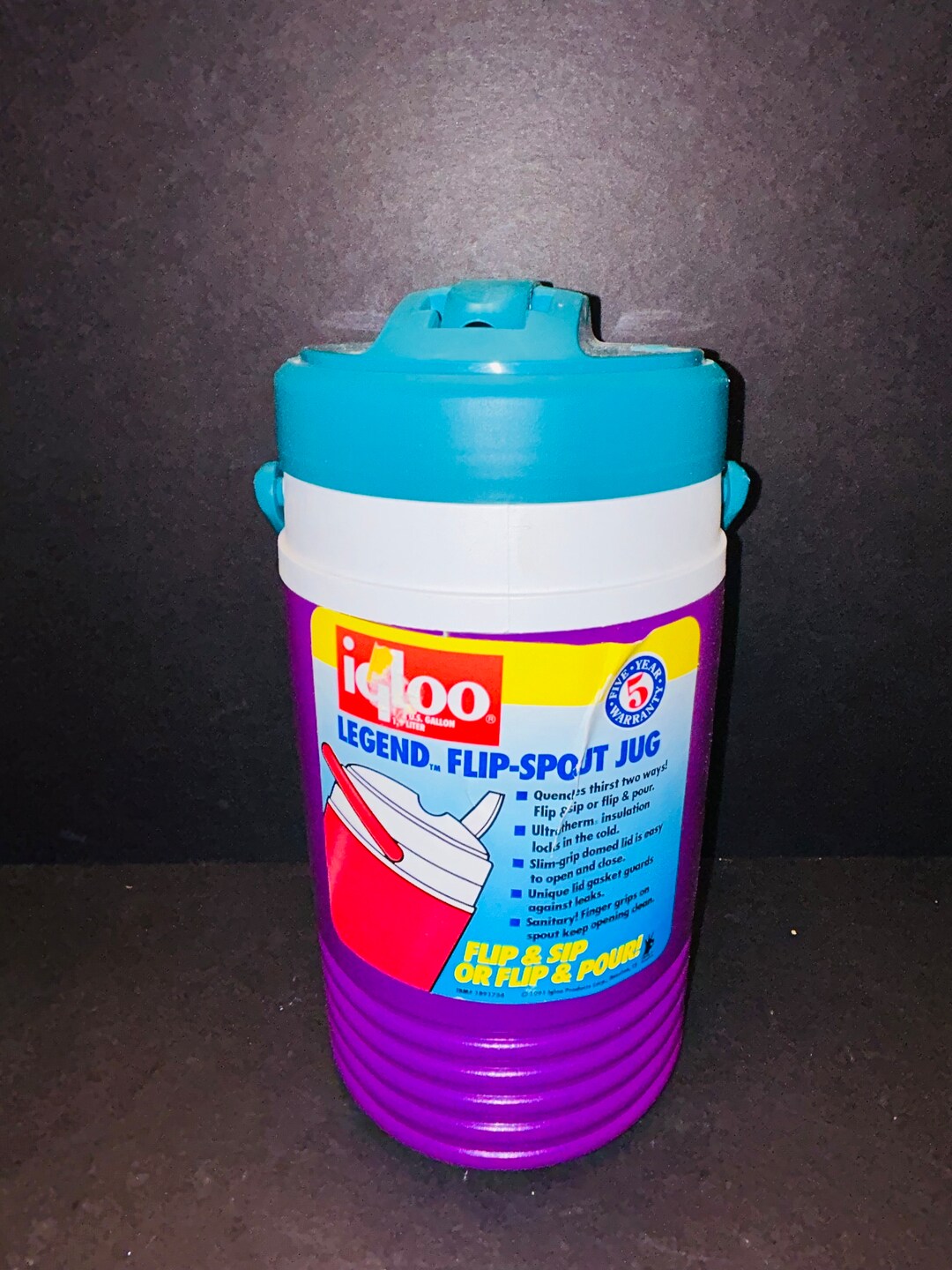 Retro 1991 Igloo Purple Teal Legend Flip Spout Jug Cooler. Never Used ...